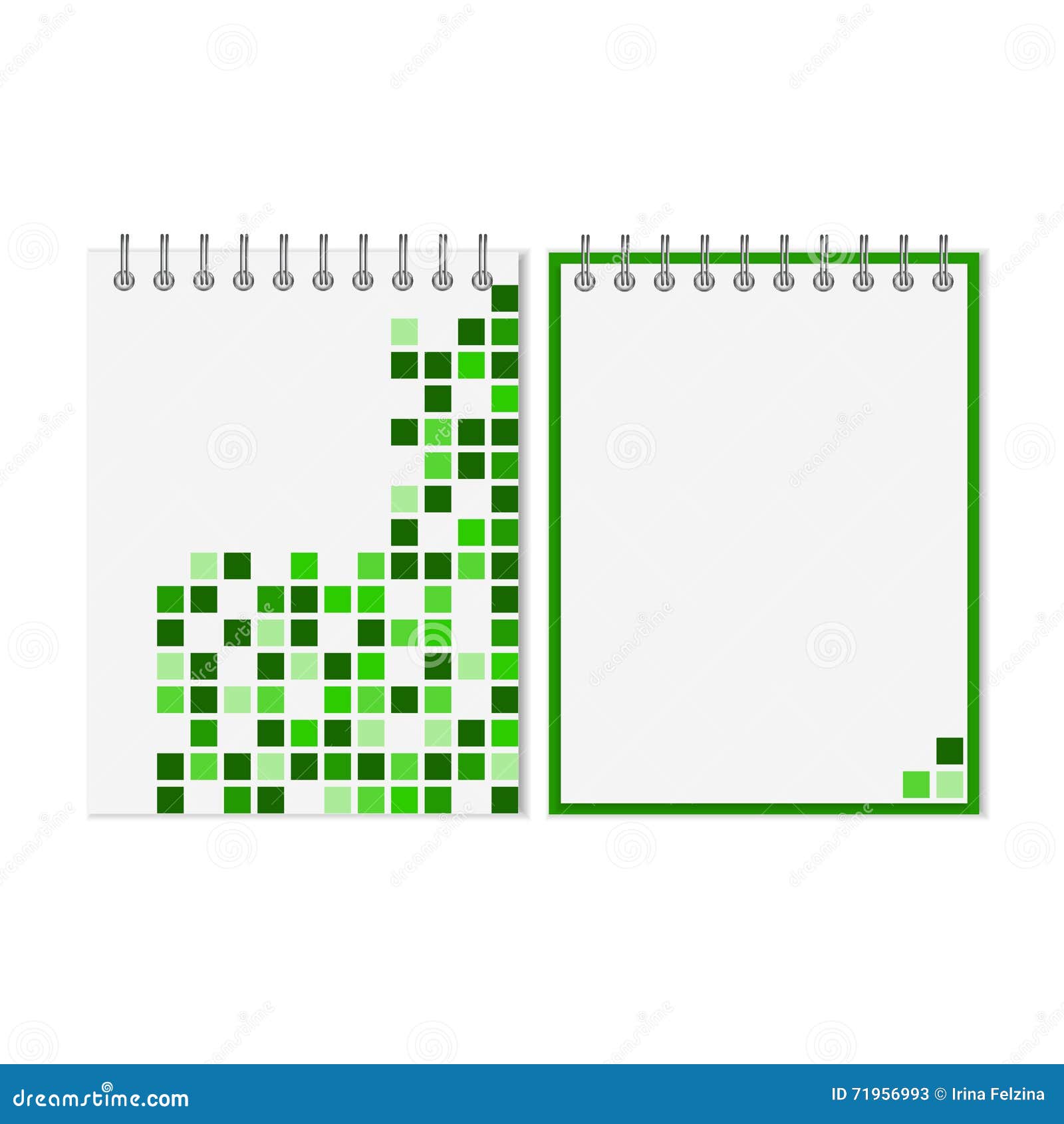 Spiral Notebook with Green Geometric Pattern Stock Vector ...