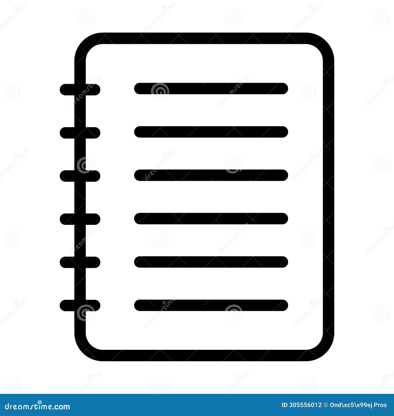 Spiral Notebook Icon, Paper Blank Page Symbol, Note Web Flat Vector ...