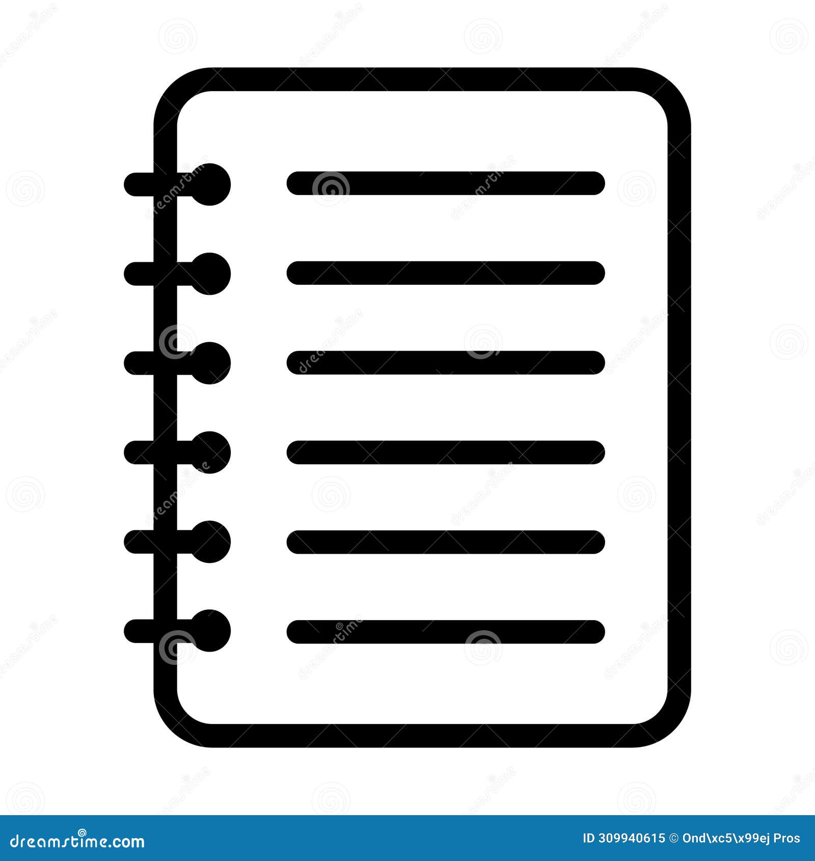 Spiral Notebook Icon, Paper Blank Page Symbol, Note Web Flat Vector ...
