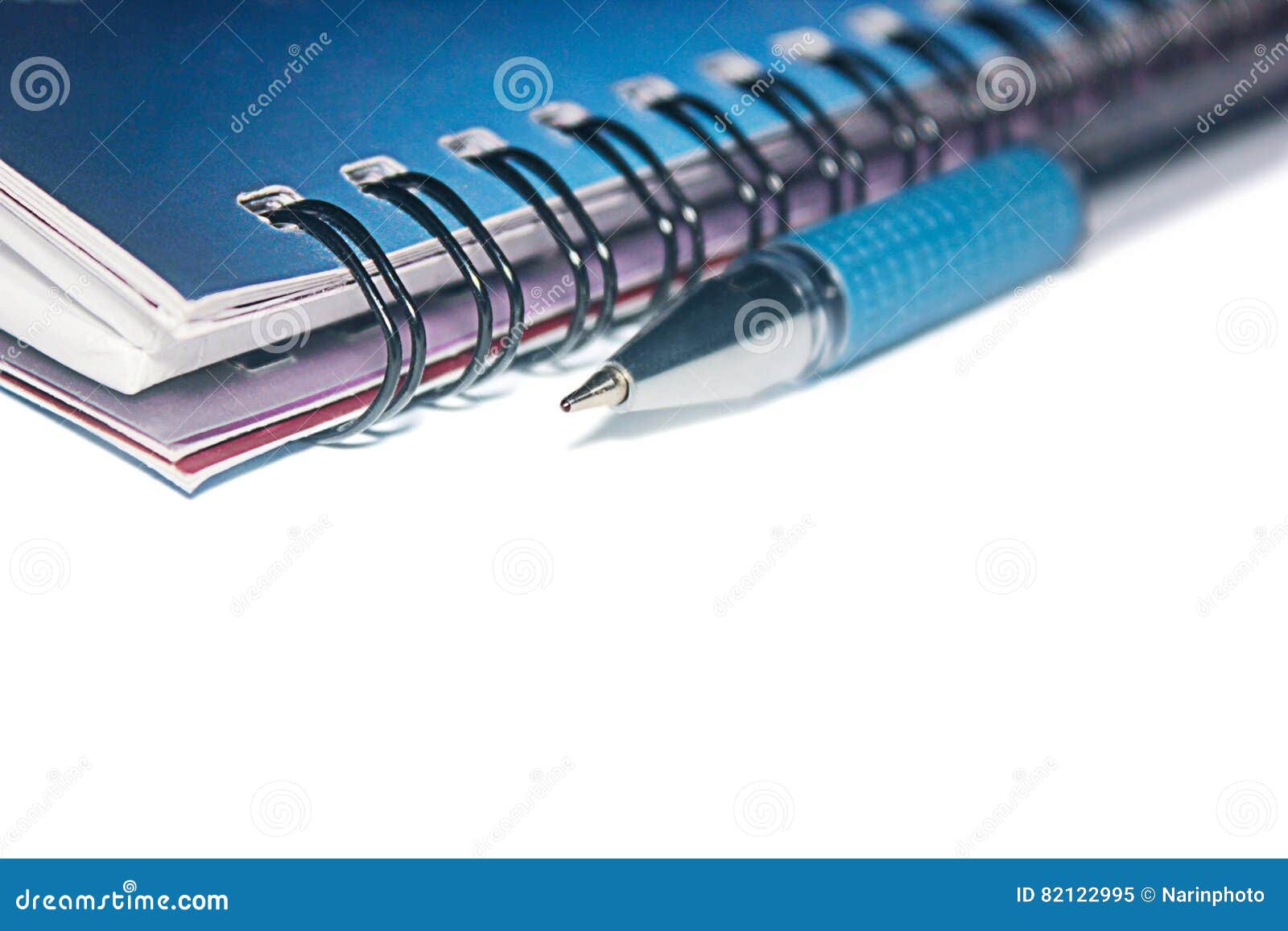 Spiral notebook with pen stock image. Image of document - 82122995