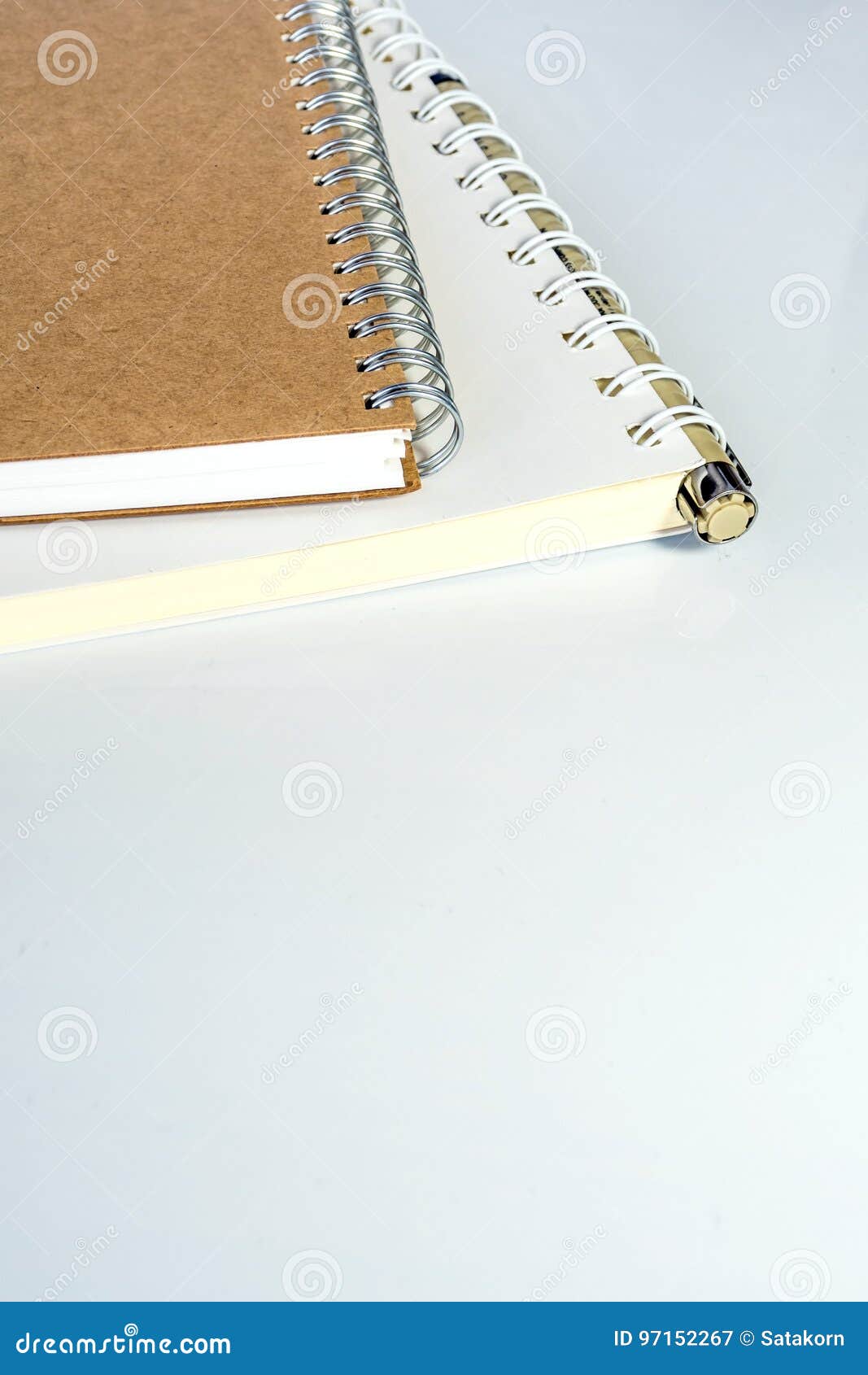The Spiral Notebook with Pen Stock Image - Image of white, education ...