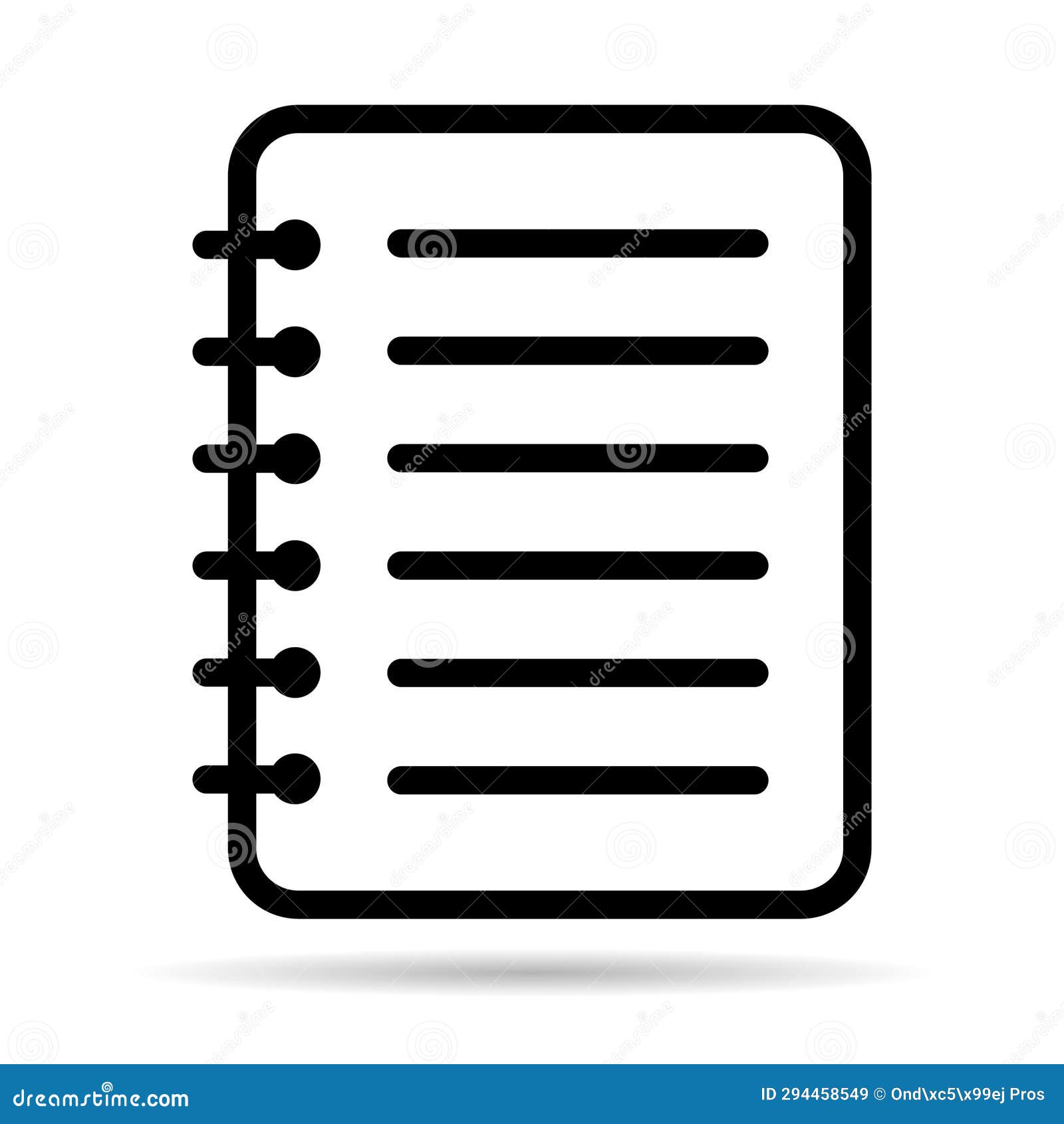 Spiral Notebook Shadow Icon, Paper Blank Page Symbol, Note Web Flat ...