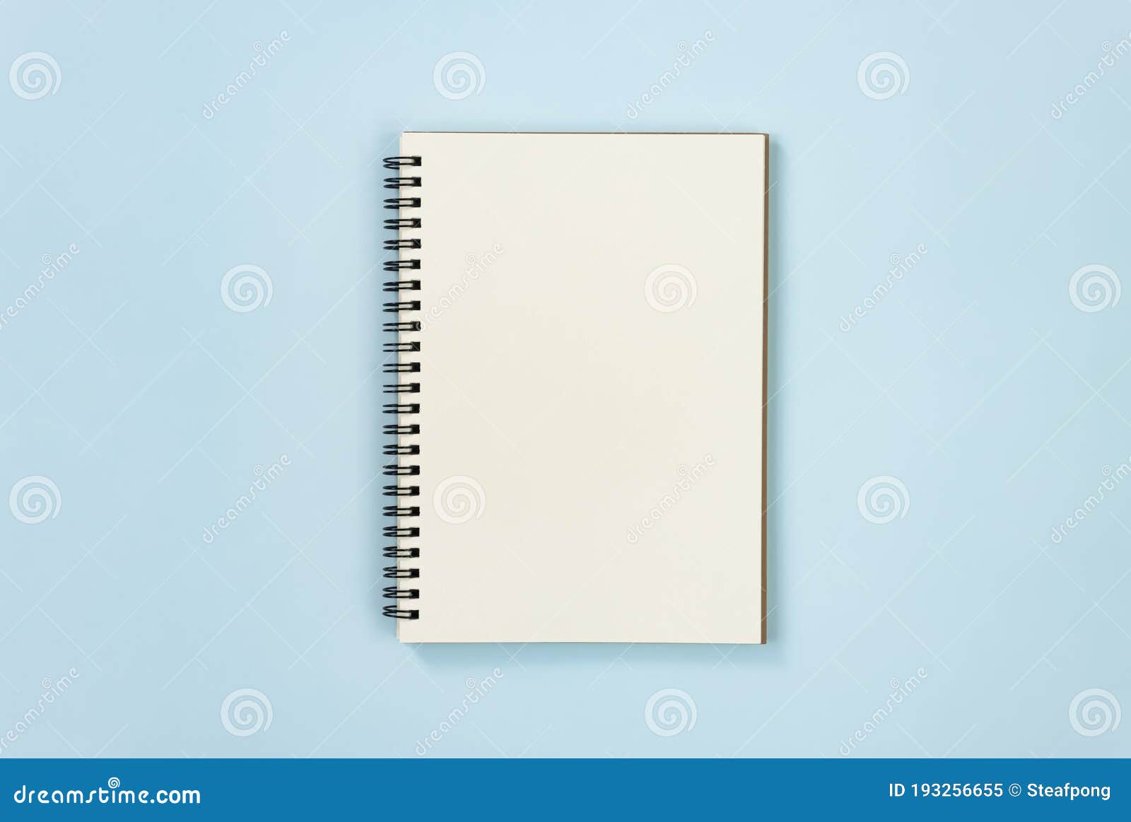 Spiral Notebook or Spring Notebook on Blue Pastel Minimalist Background ...