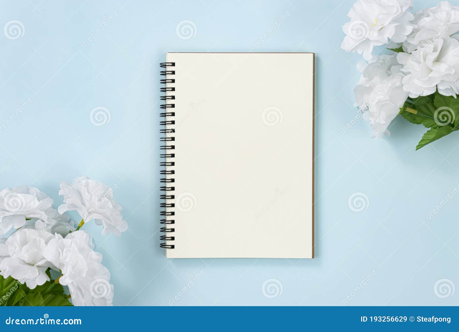 Spiral Notebook or Spring Notebook and Flowers on Pastel Minimalist ...