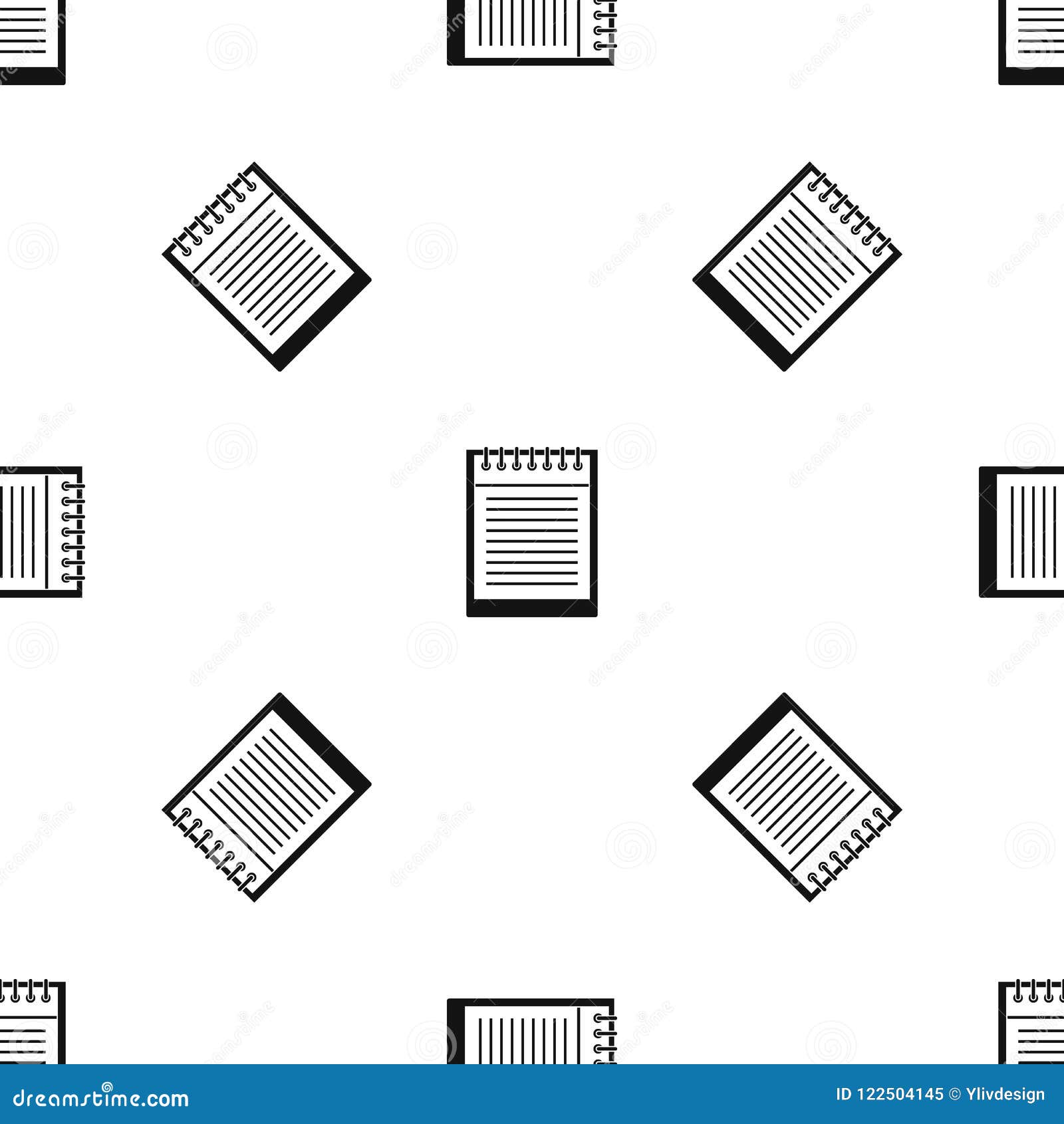 Spiral Notepad Pattern Seamless Black Stock Vector - Illustration of ...