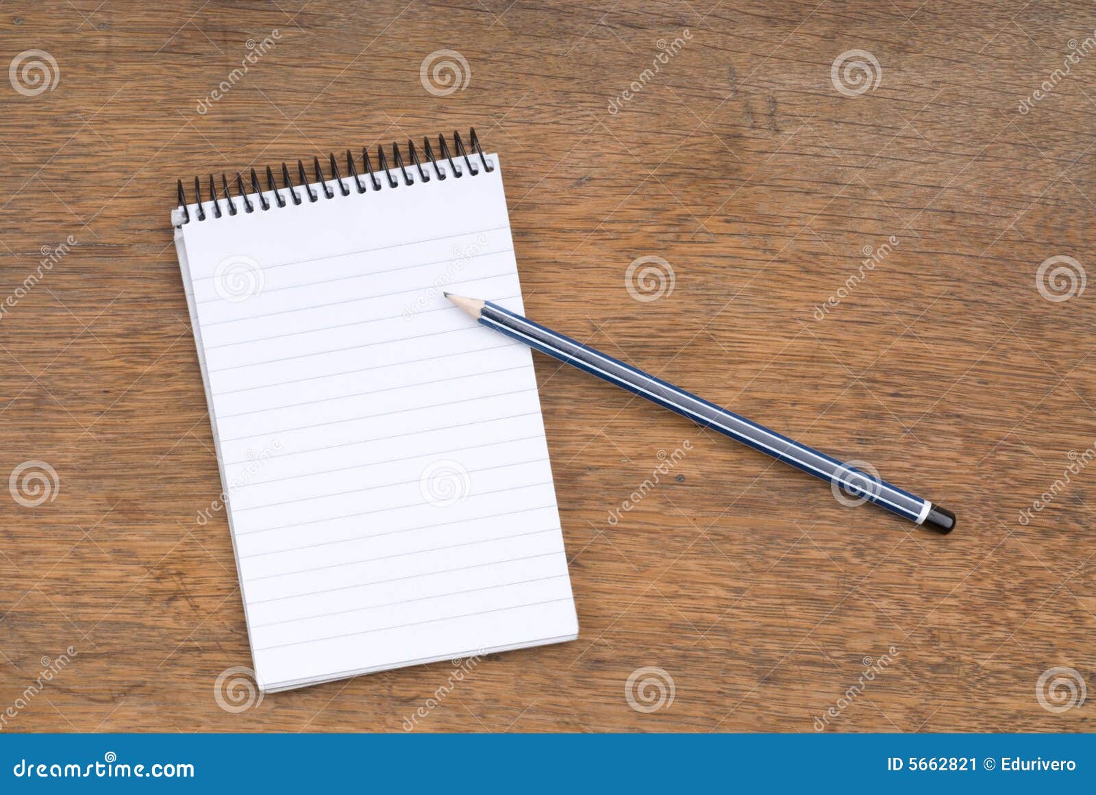Spiral Notepad and Pencil on a Wooden Table Stock Image - Image of ...