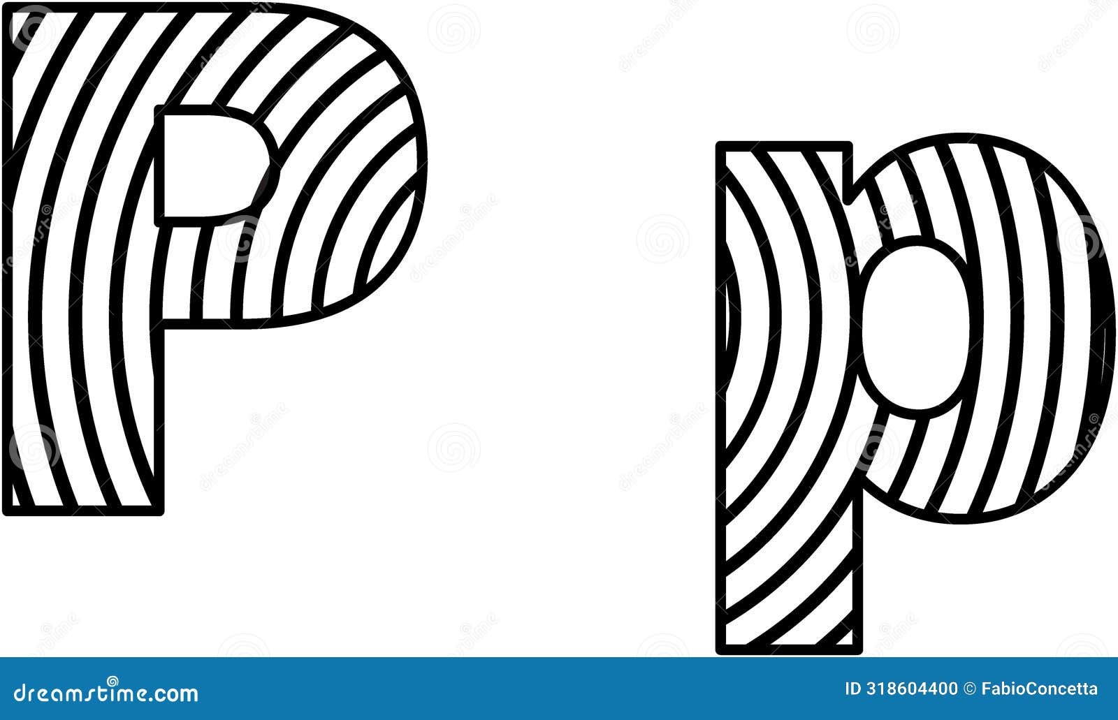 Font Letter P Uppercase Italic Typographic Spiral Effect Stock Vector ...