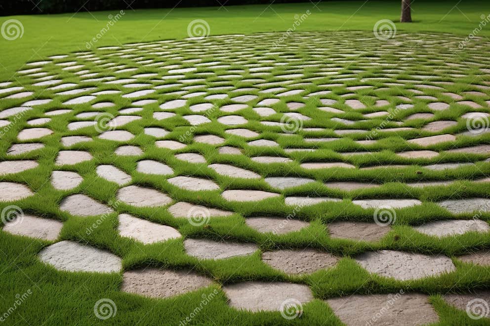 Spiral Pattern in Grass Created with Paving Stones Stock Image - Image ...