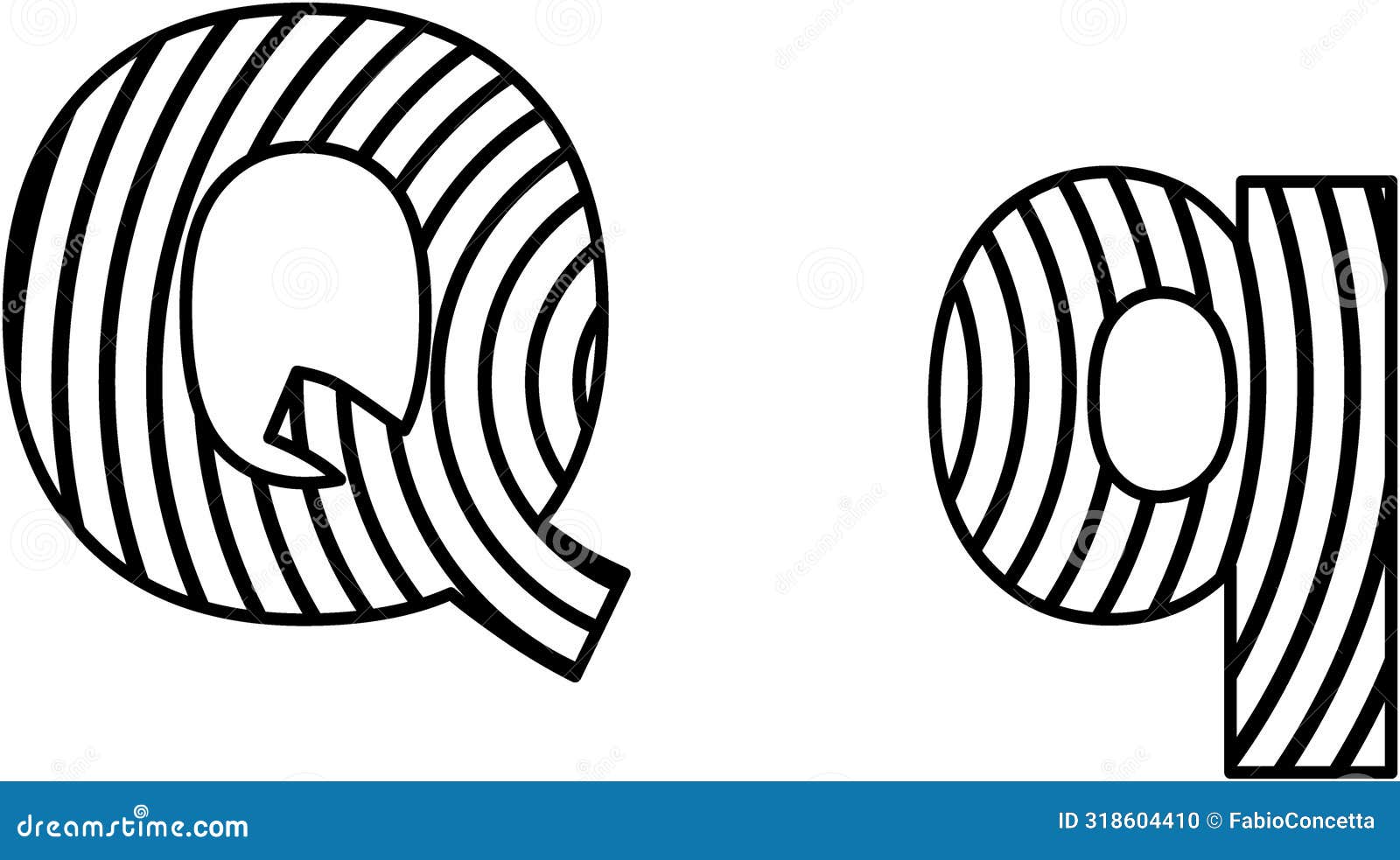 Font Letter Q Uppercase Italic Typographic Spiral Effect Stock Vector ...