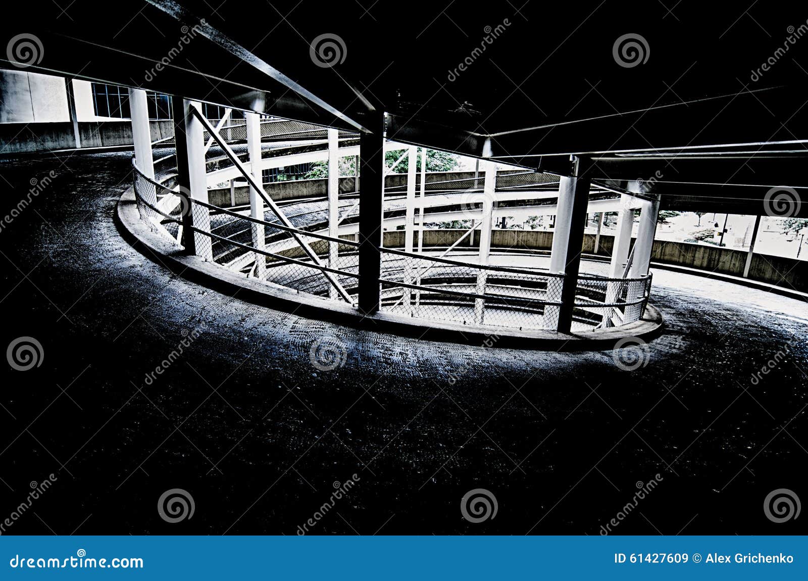 Spiral Ramp on Multistory Parking Exit in a Big City Stock Image ...