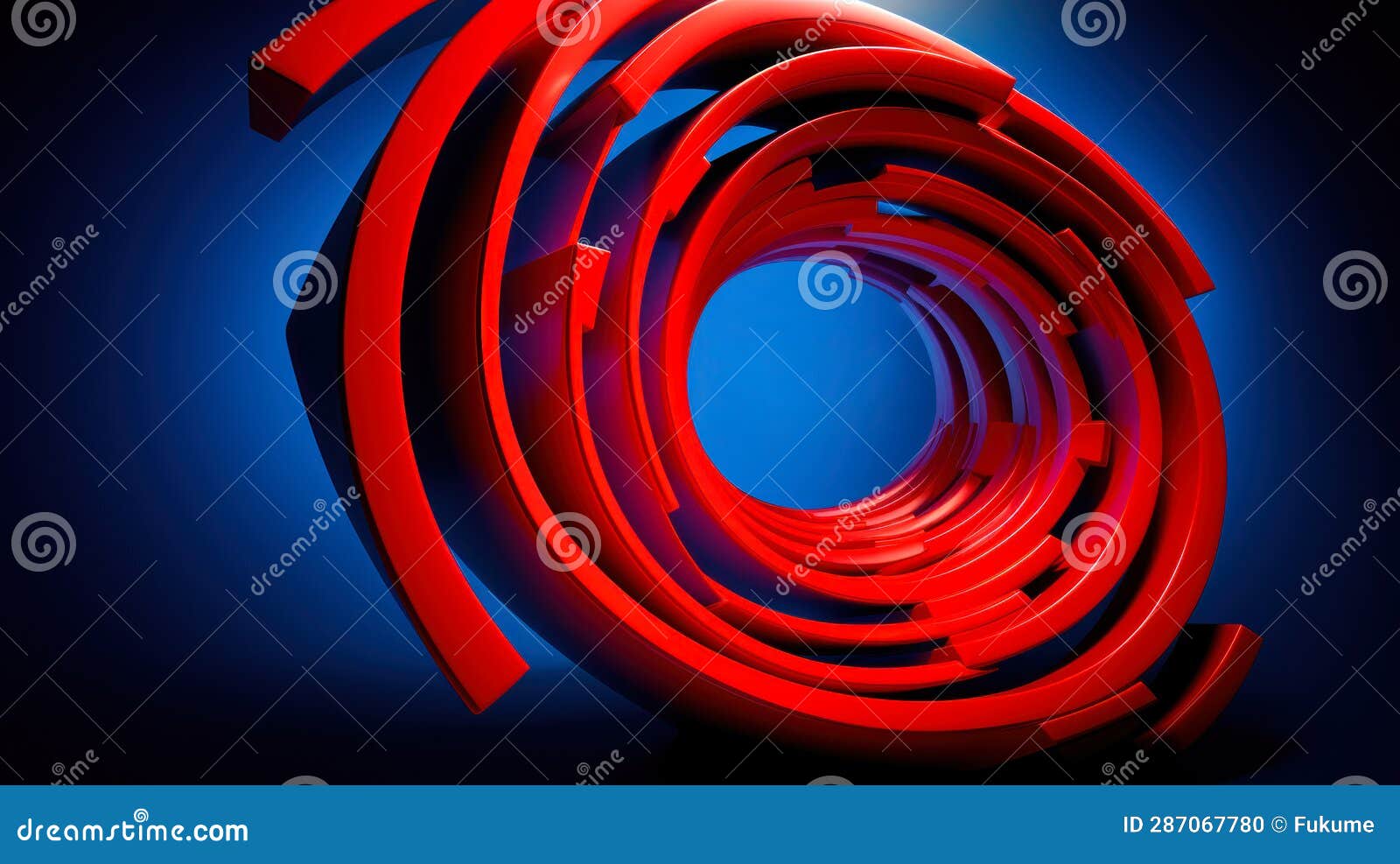 Spiral Red Blue Circle Sci-fi Generative Ai Stock Illustration ...