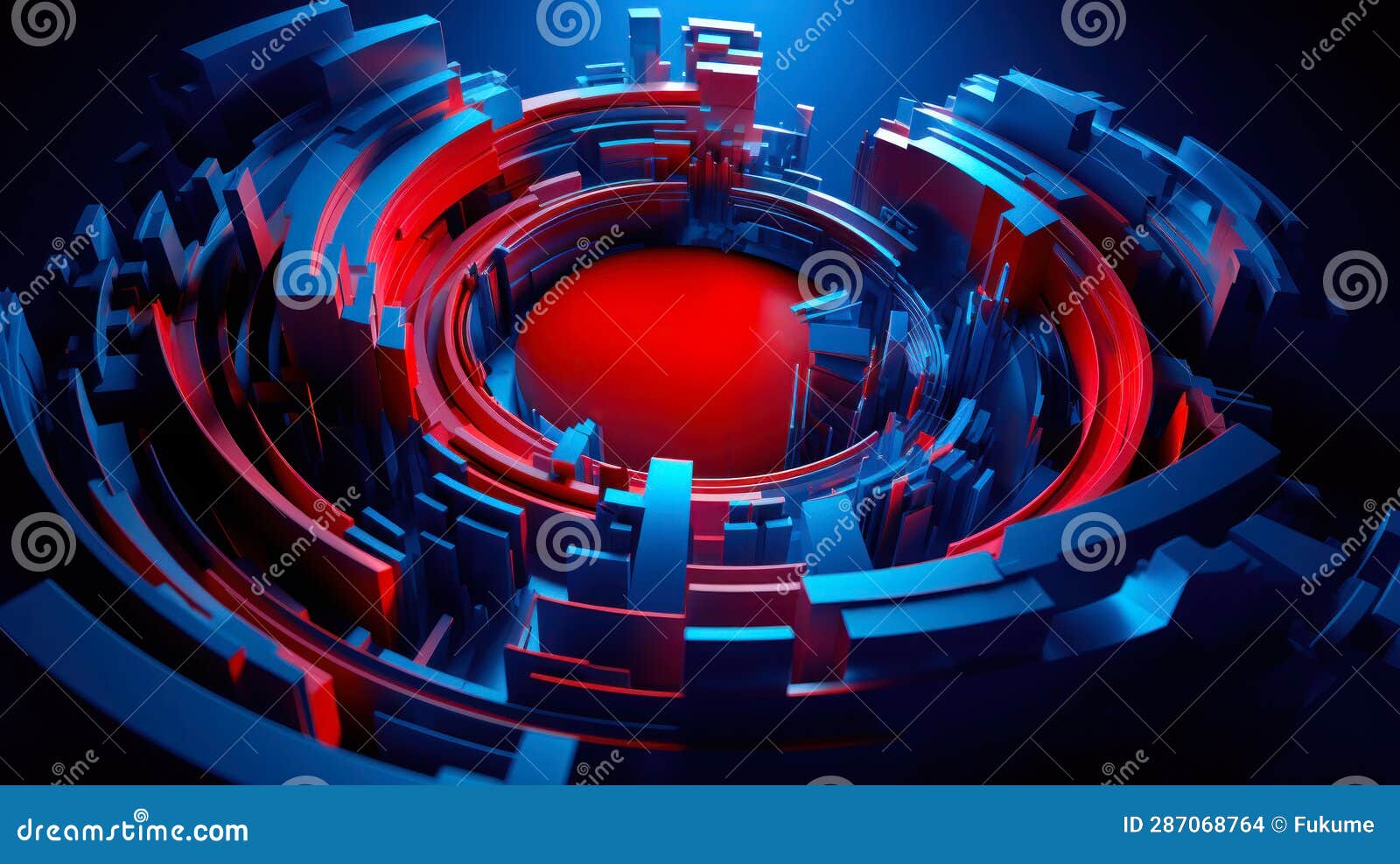 Spiral Red Blue Circle Sci-fi Generative Ai Stock Illustration ...