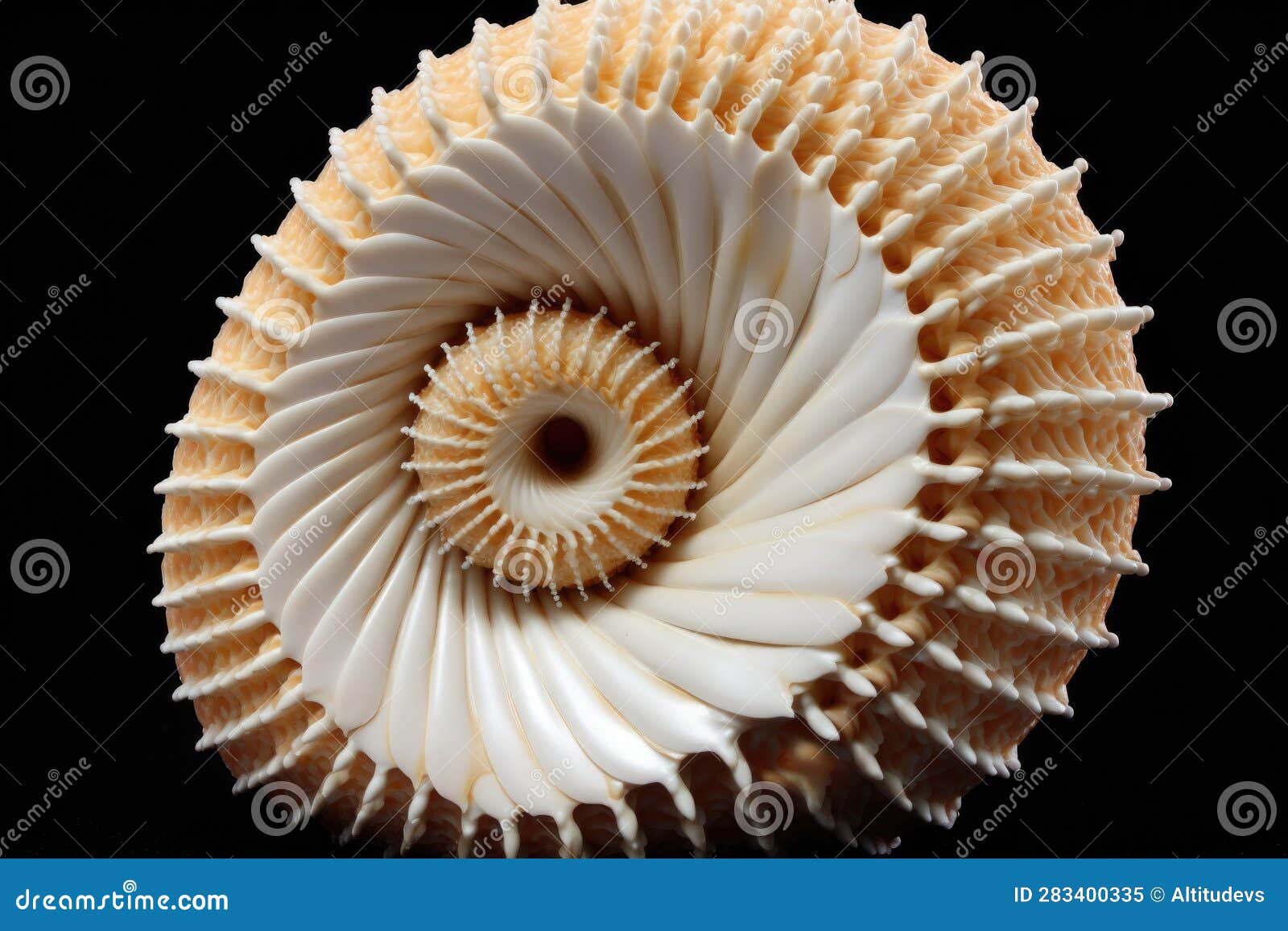 Spiral Seashell Showcasing Fibonacci Sequence Stock Illustration - Illustration of geometry ...