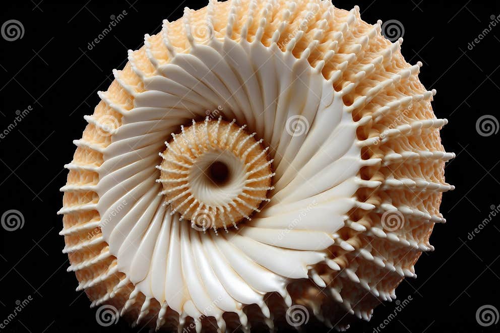 Spiral Seashell Showcasing Fibonacci Sequence Stock Illustration ...