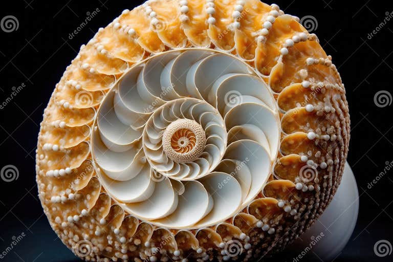 Spiral Seashell Showcasing Fibonacci Sequence Stock Illustration ...