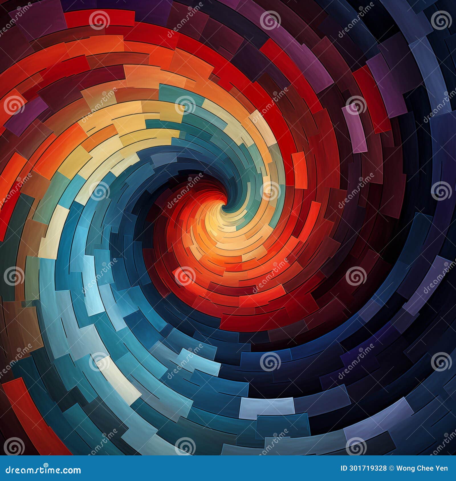 Spiral Segmented Vortex Swirls Colourful Digital Art Illustration ...