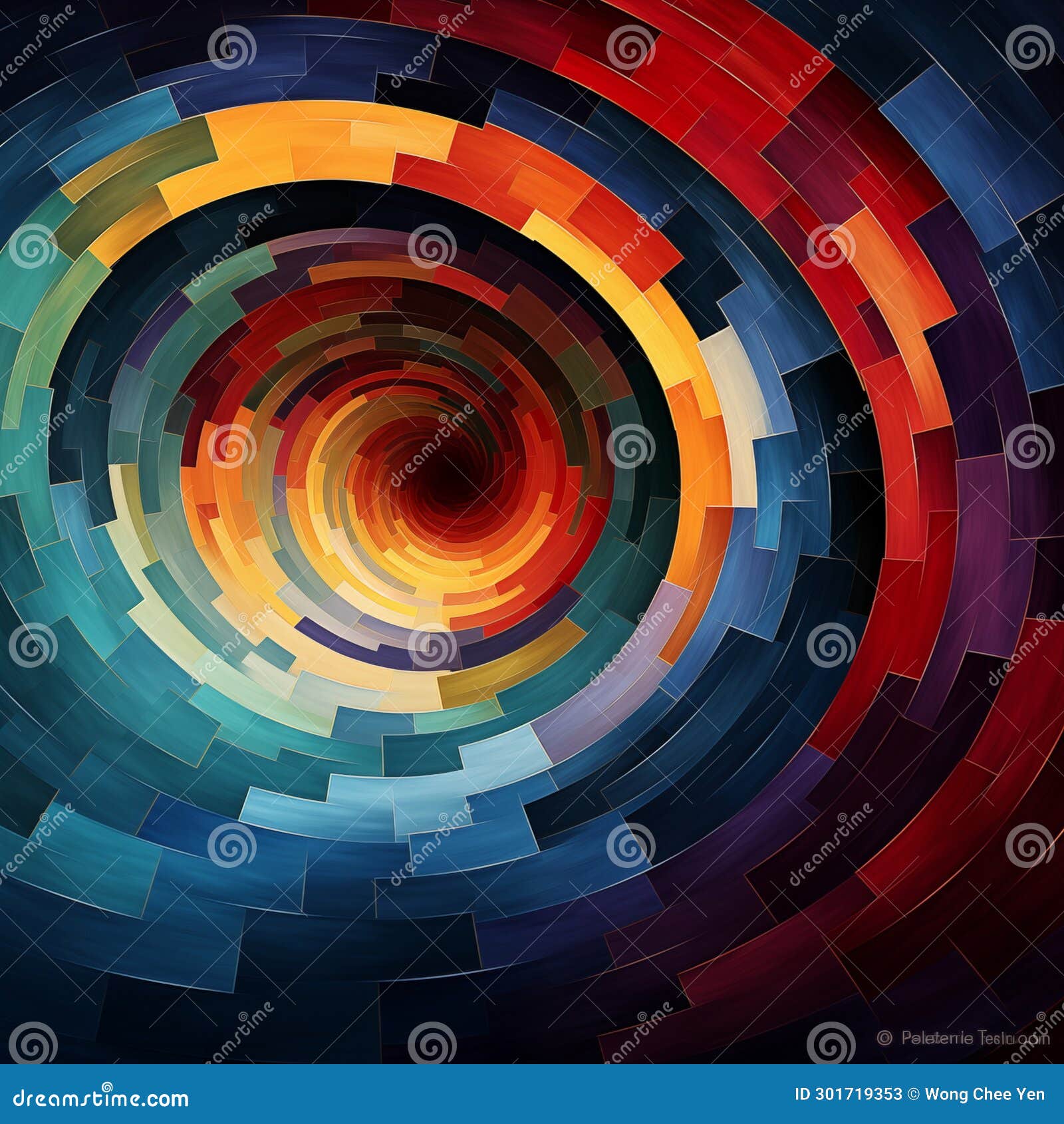 Spiral Segmented Vortex Swirls Colourful Digital Art Illustration Stock ...