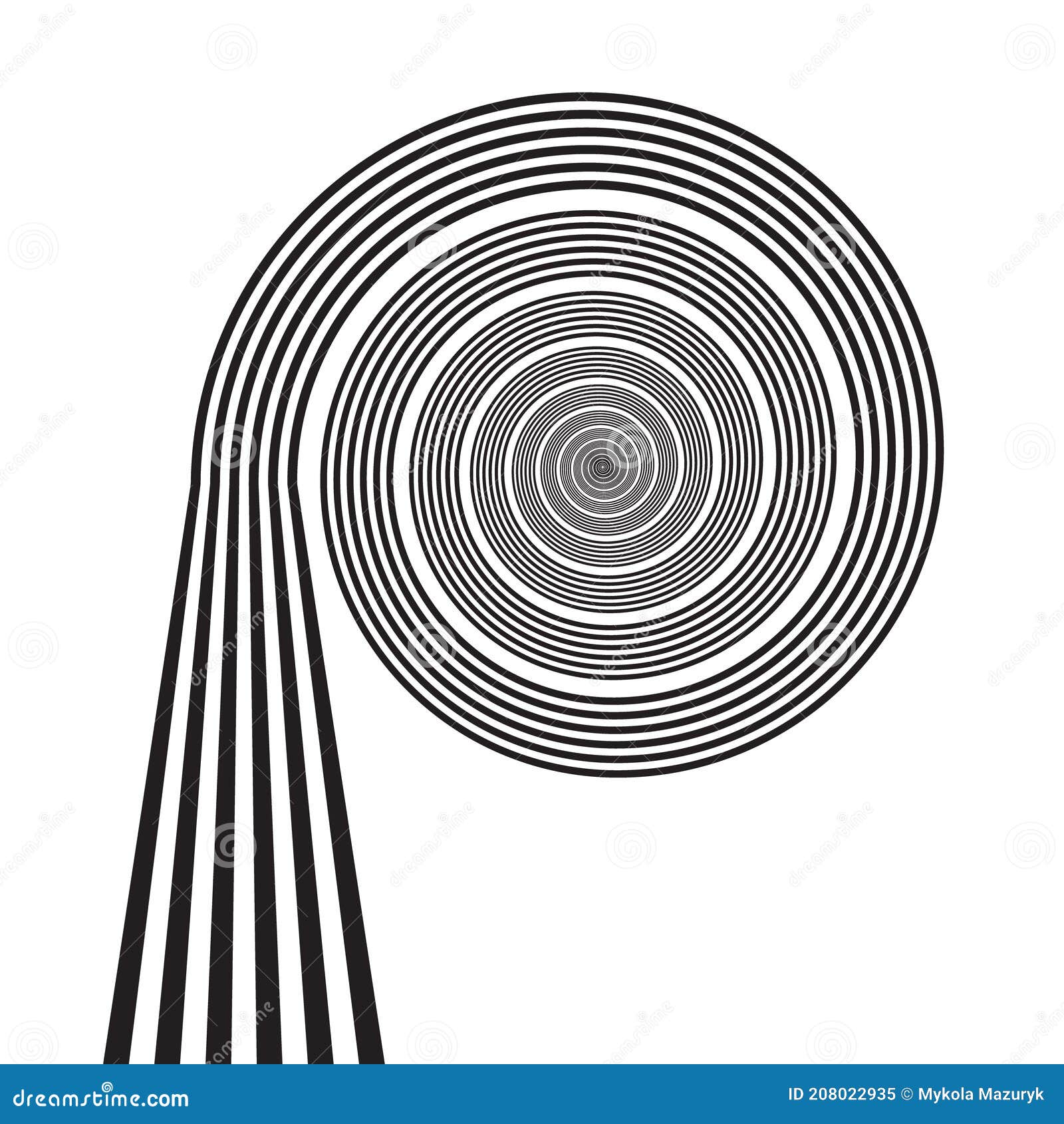 Spiral with Set of Lines. Distorted Lines in Circle Form Stock Vector ...