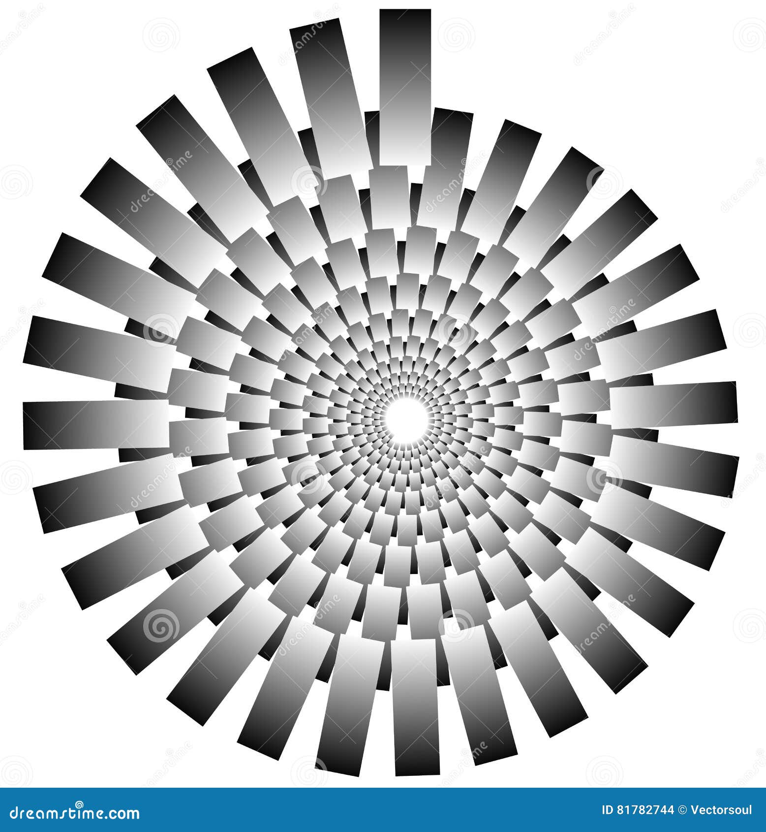 Spiral Shape Made of Overlapping Rectangles. Abstract Monochrome Stock ...