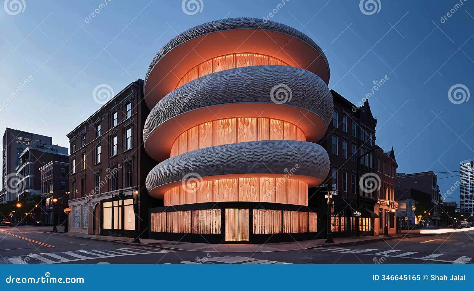 Spiral Shell: Marine-Inspired Architecture at the Crossroads. Stock ...