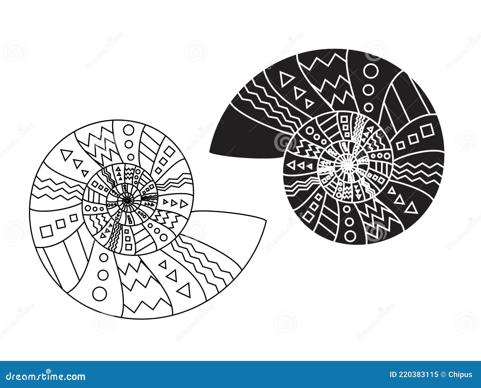 Spiral Shell Symbol. Line Outline and Glyph Style Illustration Stock ...