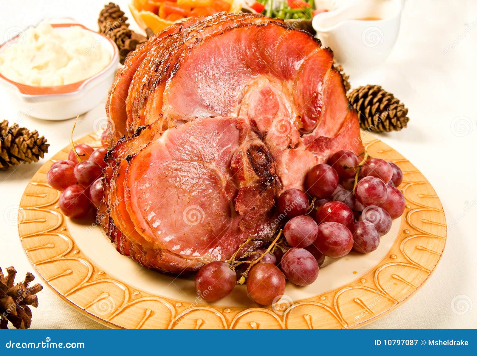 Spiral Sliced Ham stock image. Image of cone, potatoes - 10797087