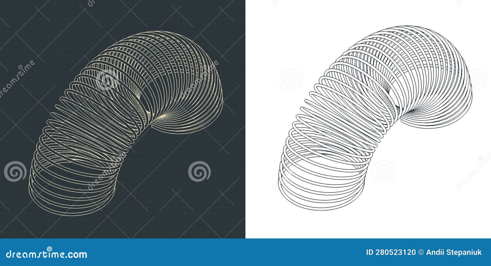 Spiral Spring Toy Isometric Blueprints Stock Vector - Illustration of ...