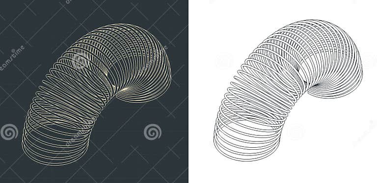 Spiral Spring Toy Isometric Blueprints Stock Vector - Illustration of ...