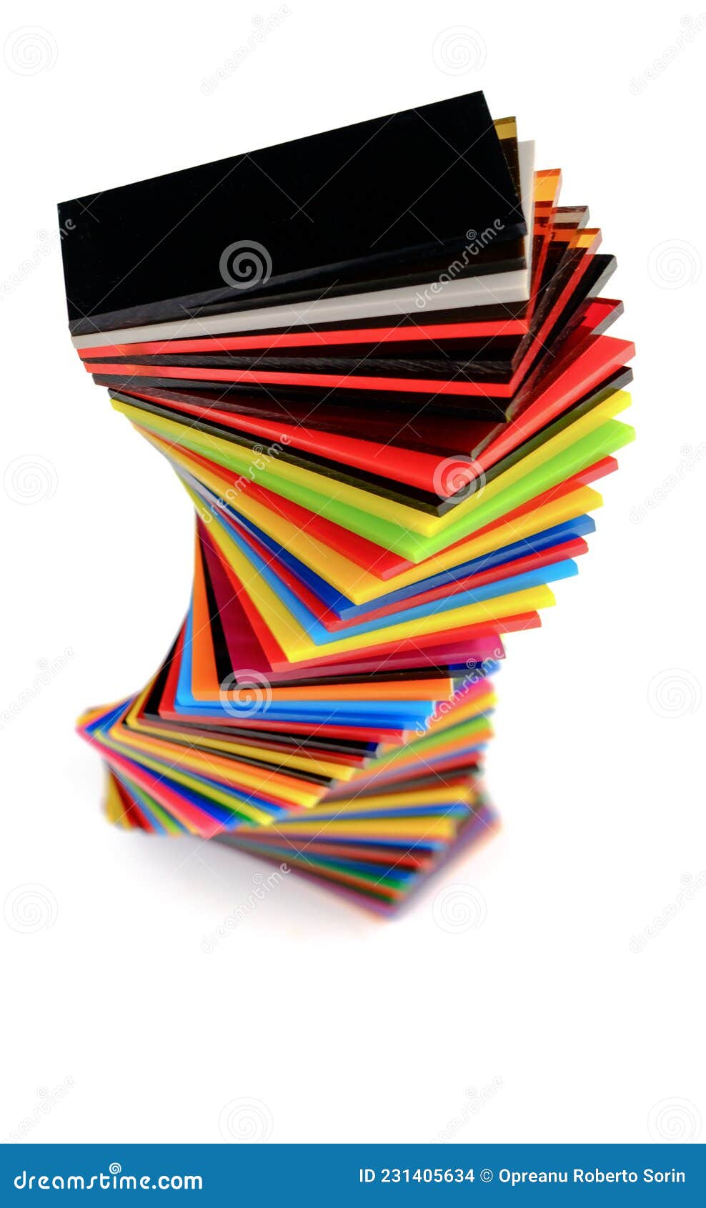 Spiral Stack of Different Colours Cast Acrylic Sheet Stock Photo ...