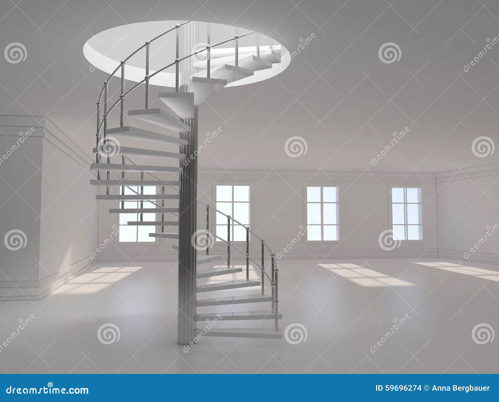 Spiral stair 3D rendering stock photo. Image of ground - 59696274
