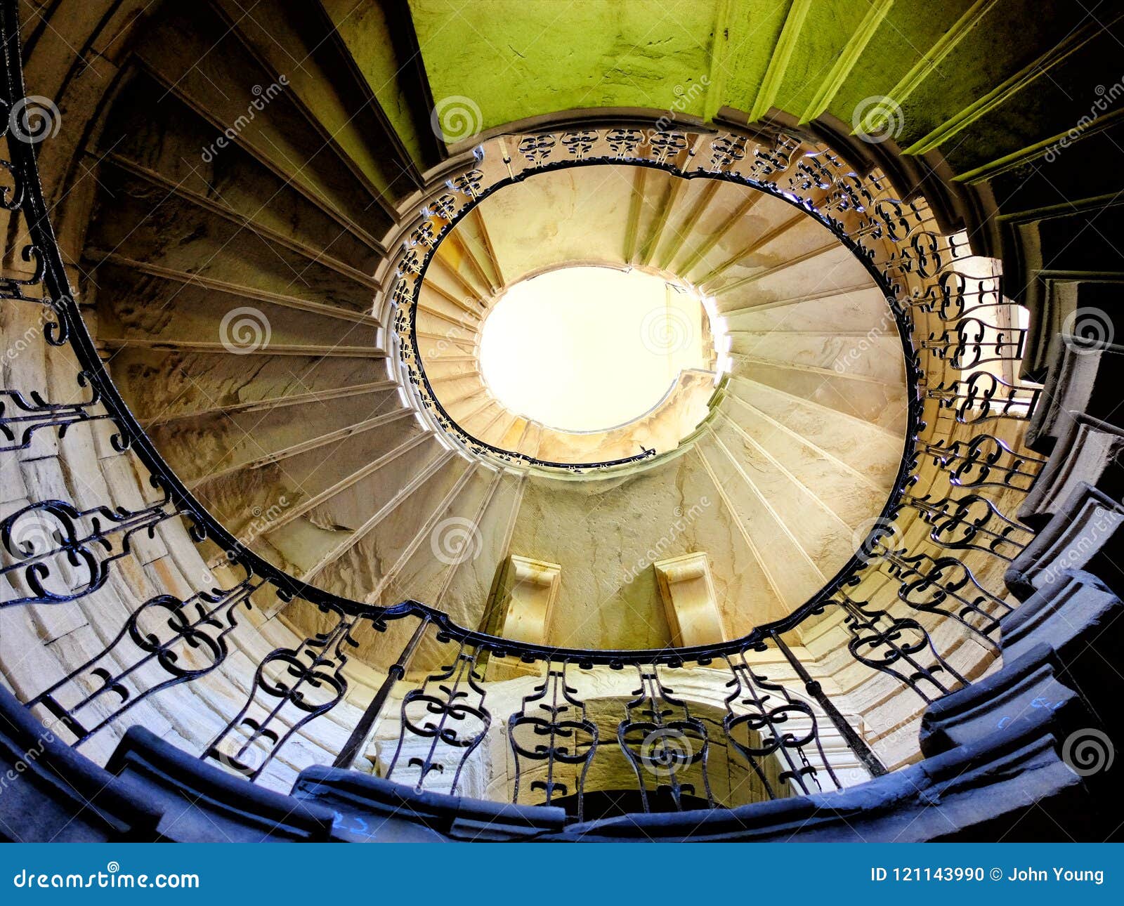 Spiral Staircase from Below Stock Photo - Image of colourful, ruin ...