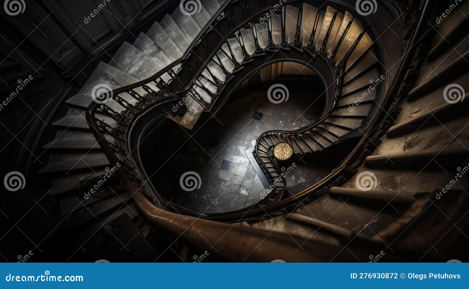 A Spiral Staircase in a Building with a Clock on the Top of it S ...