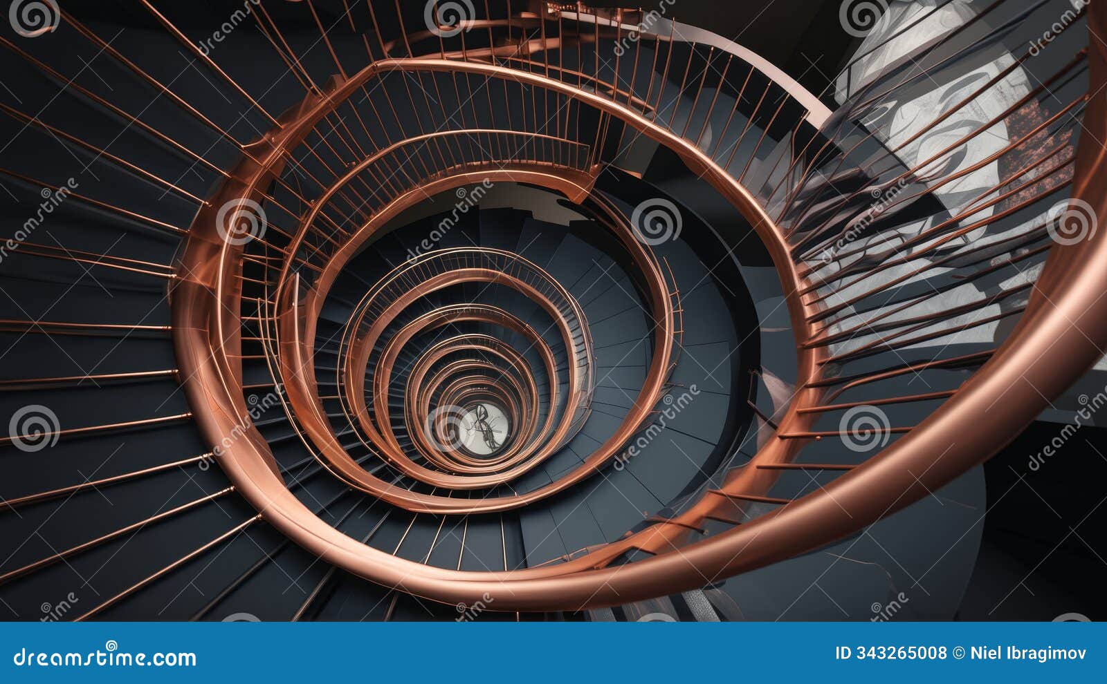 Spiral Staircase with Copper Railings in Modern Architecture Design ...