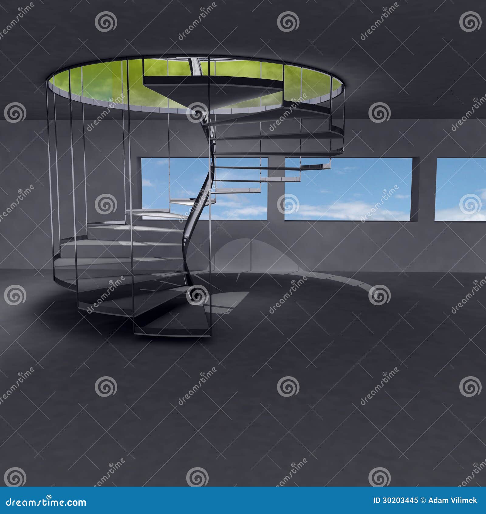 Spiral Staircase Leading To Infinity Above Sky Stock Illustration ...