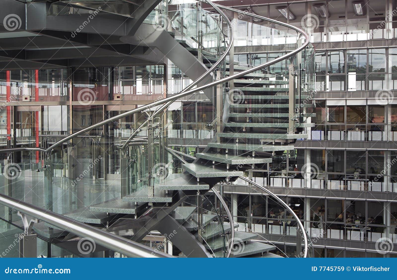 Spiral Staircase in a Modern Building Stock Image - Image of railing ...