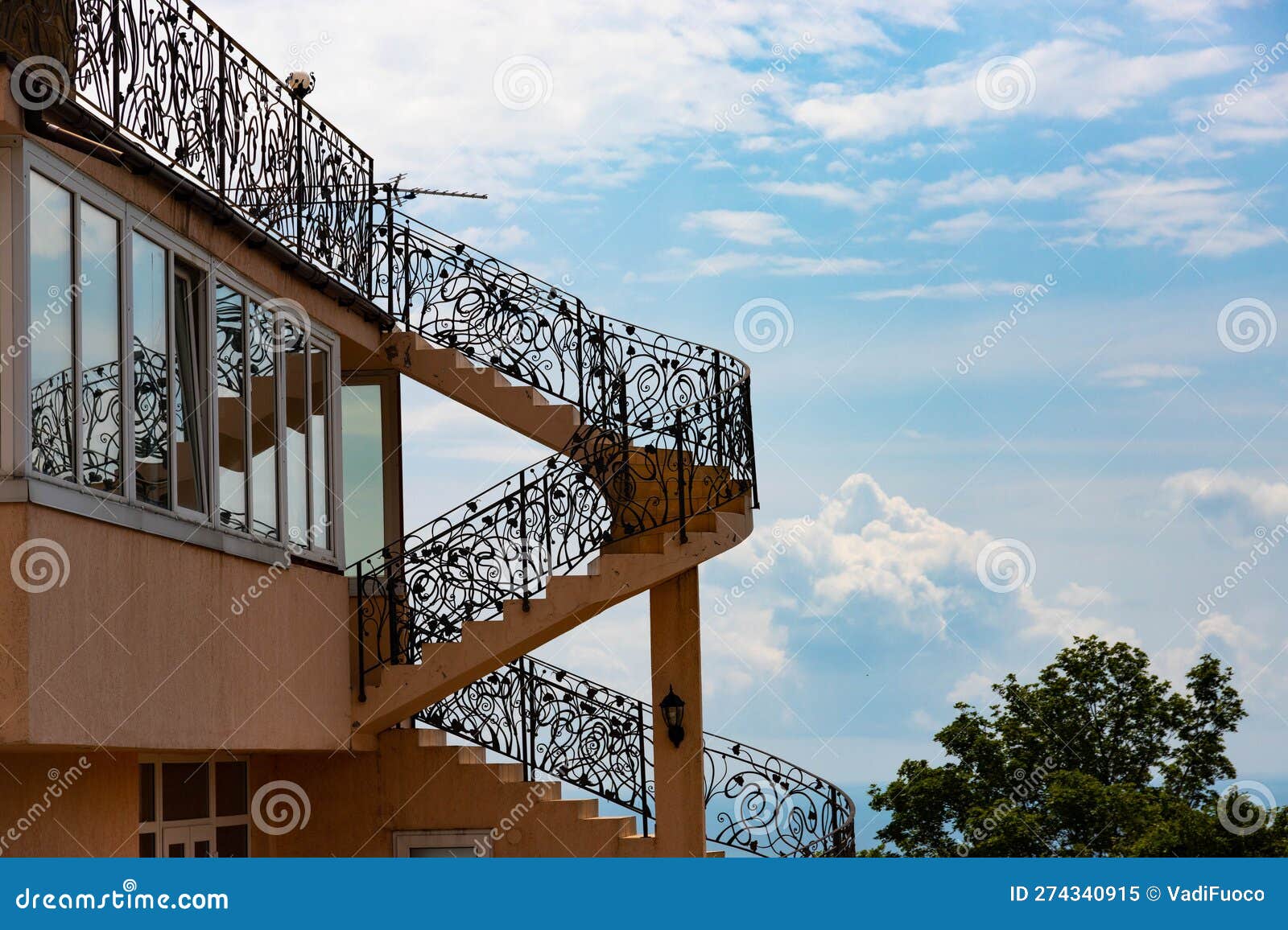 Spiral Staircase from the Outside of the Building Stock Image - Image ...
