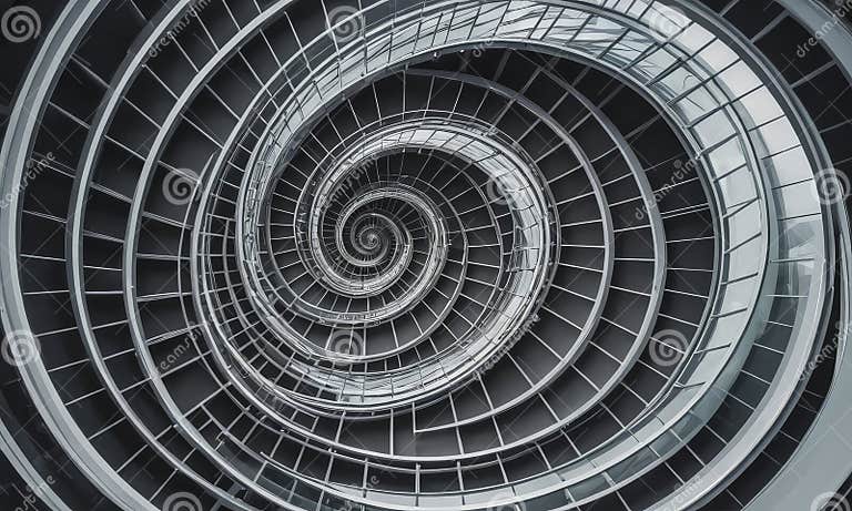 Spiral Staircase with Repeating Pattern Gray and White Lines Creates ...