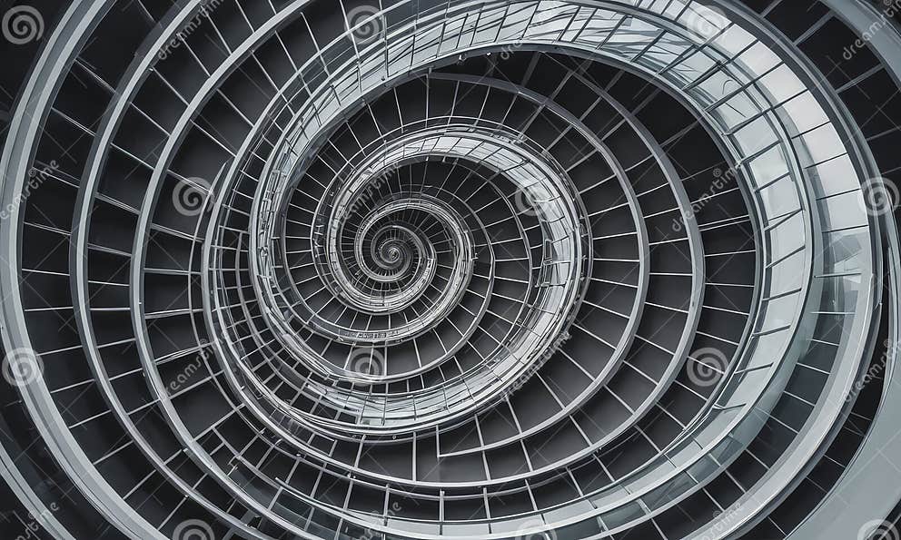 Spiral Staircase with Repeating Pattern Gray and White Lines Creates ...