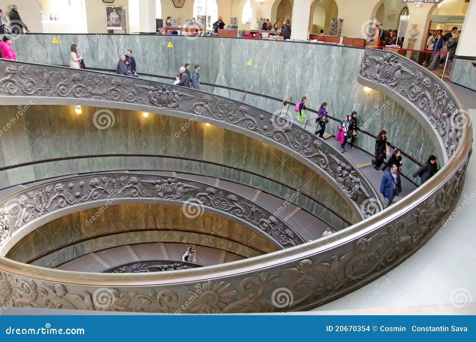 The Spiral Stairs Of The Louvre Museum And Glass Pyramid Editorial ...