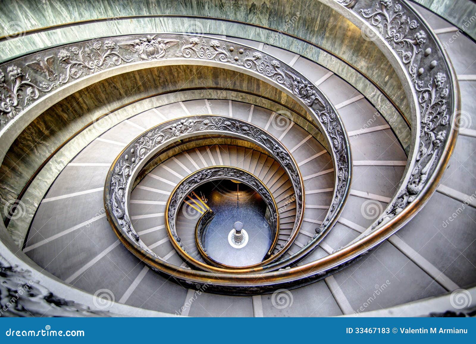 The Spiral Stairs Of The Louvre Museum And Glass Pyramid Editorial ...