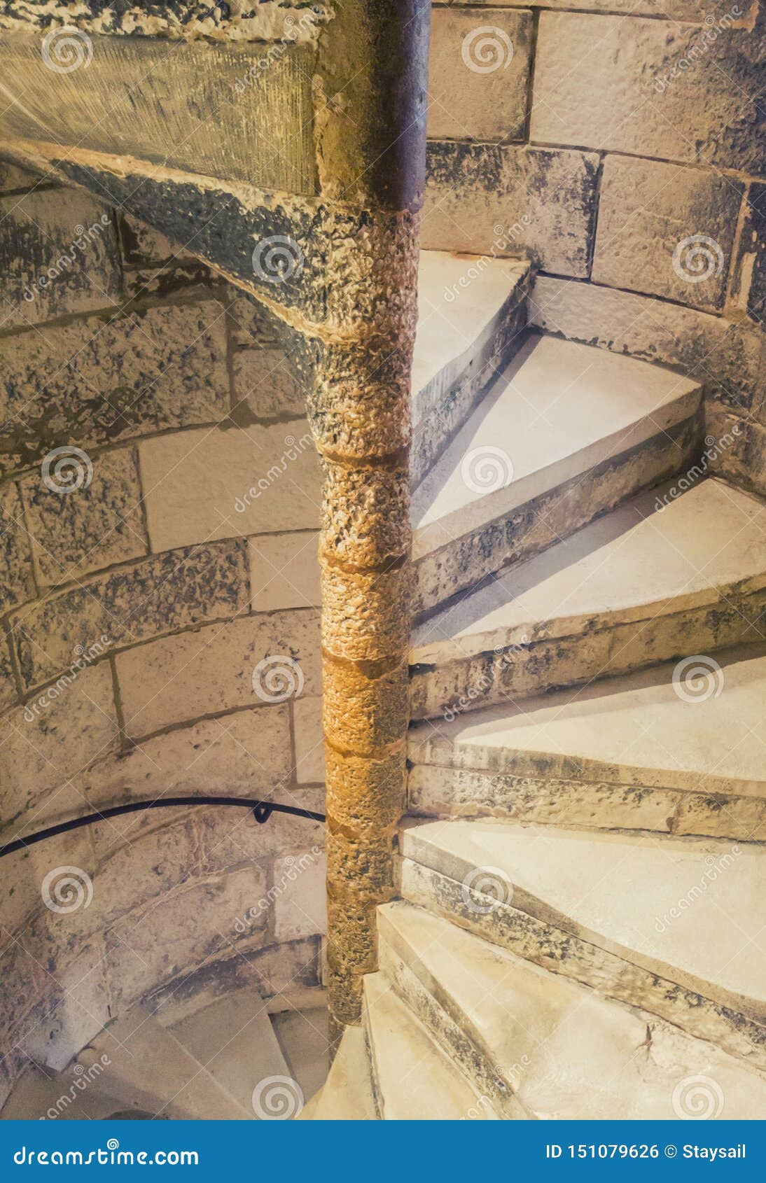 A Spiral Stone Staircase in a Narrow High Tower Stock Photo - Image of ...
