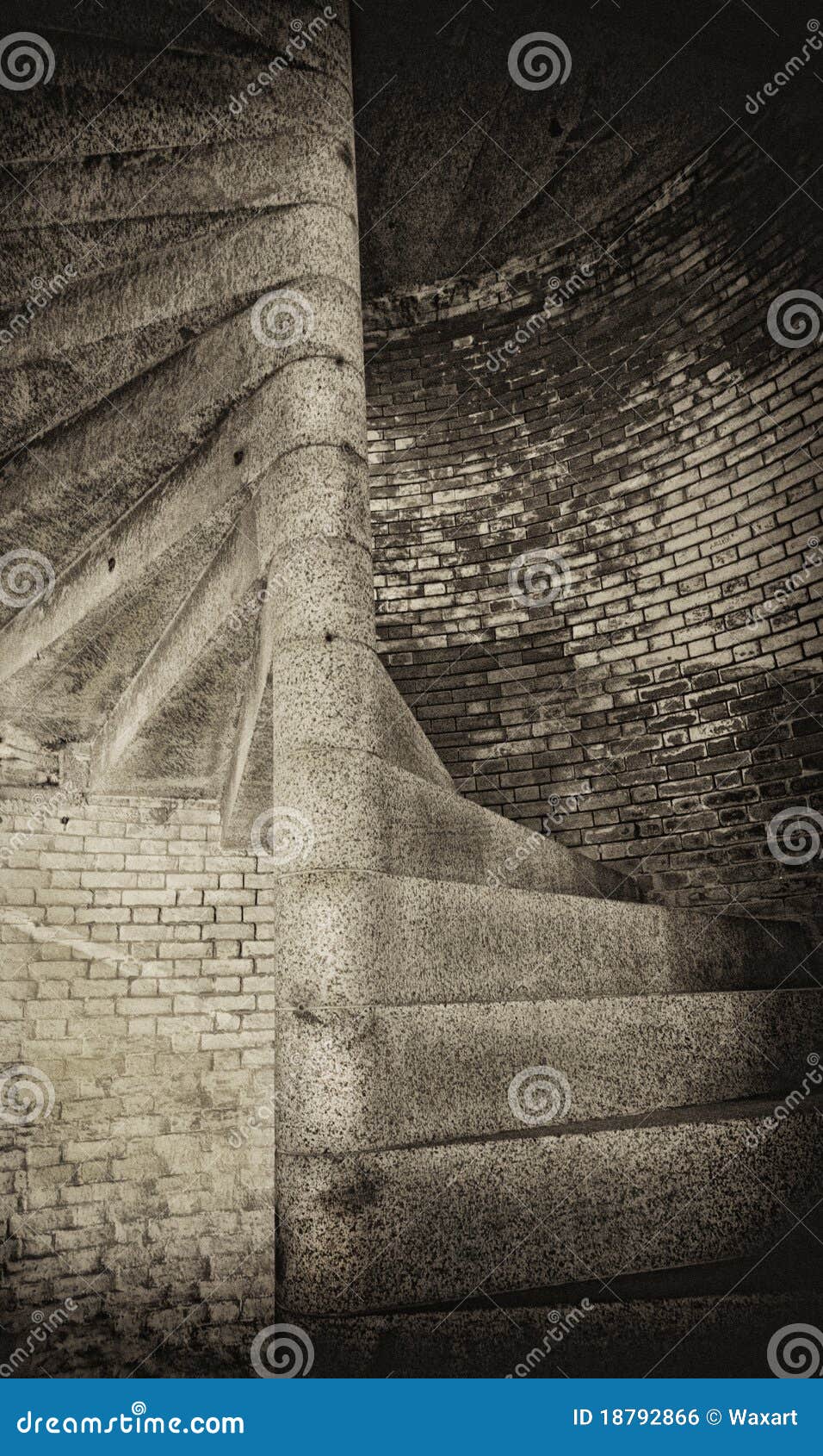 Spiral Stone Steps and Brick Wall Stock Photo - Image of steps ...