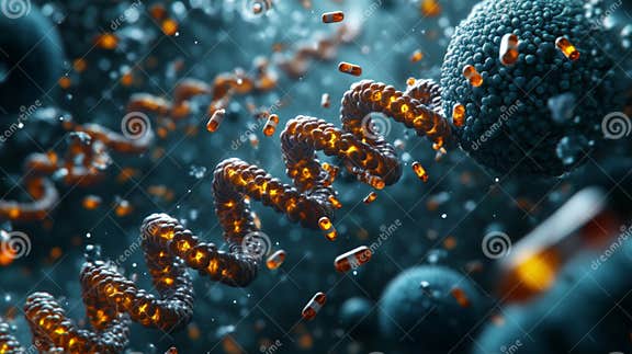 Spiral Structure of a Virus with Capsules Stock Illustration ...