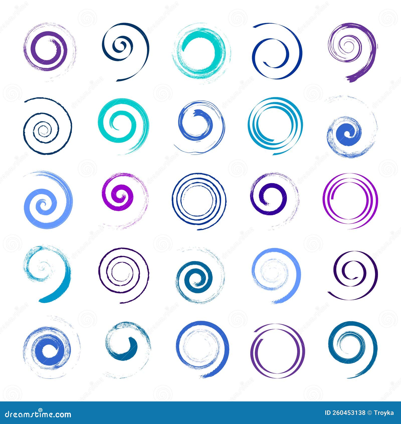Spiral Swirl Design Elements with Brush Stroke Effect Stock Vector ...