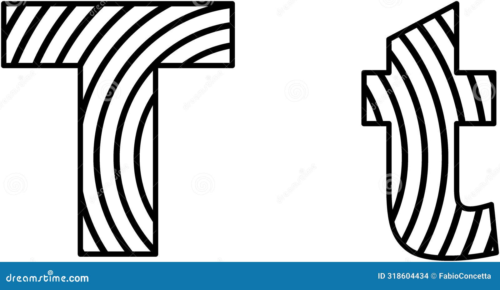 Font Letter T Uppercase Italic Typographic Spiral Effect Stock Vector ...