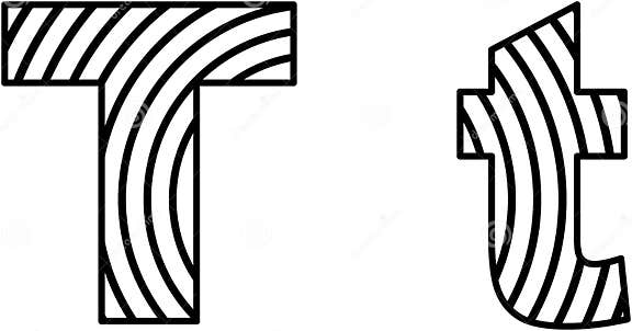 Font Letter T Uppercase Italic Typographic Spiral Effect Stock Vector ...