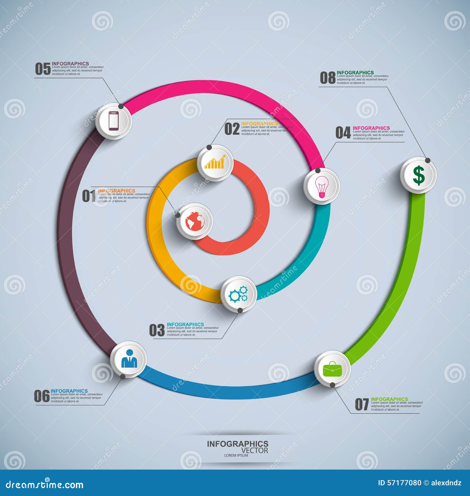 Spiral Timeline Infographics Stock Vector - Illustration of ...