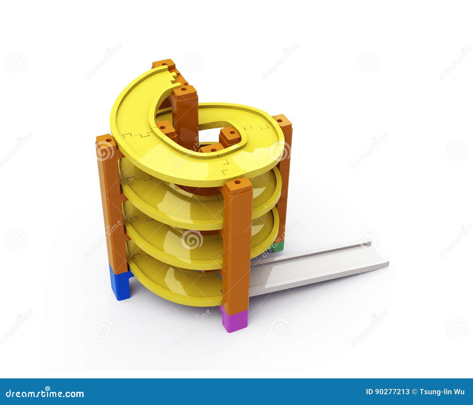 Spiral Track in Stacking Blocks, 3D Illustration Stock Image - Image of ...