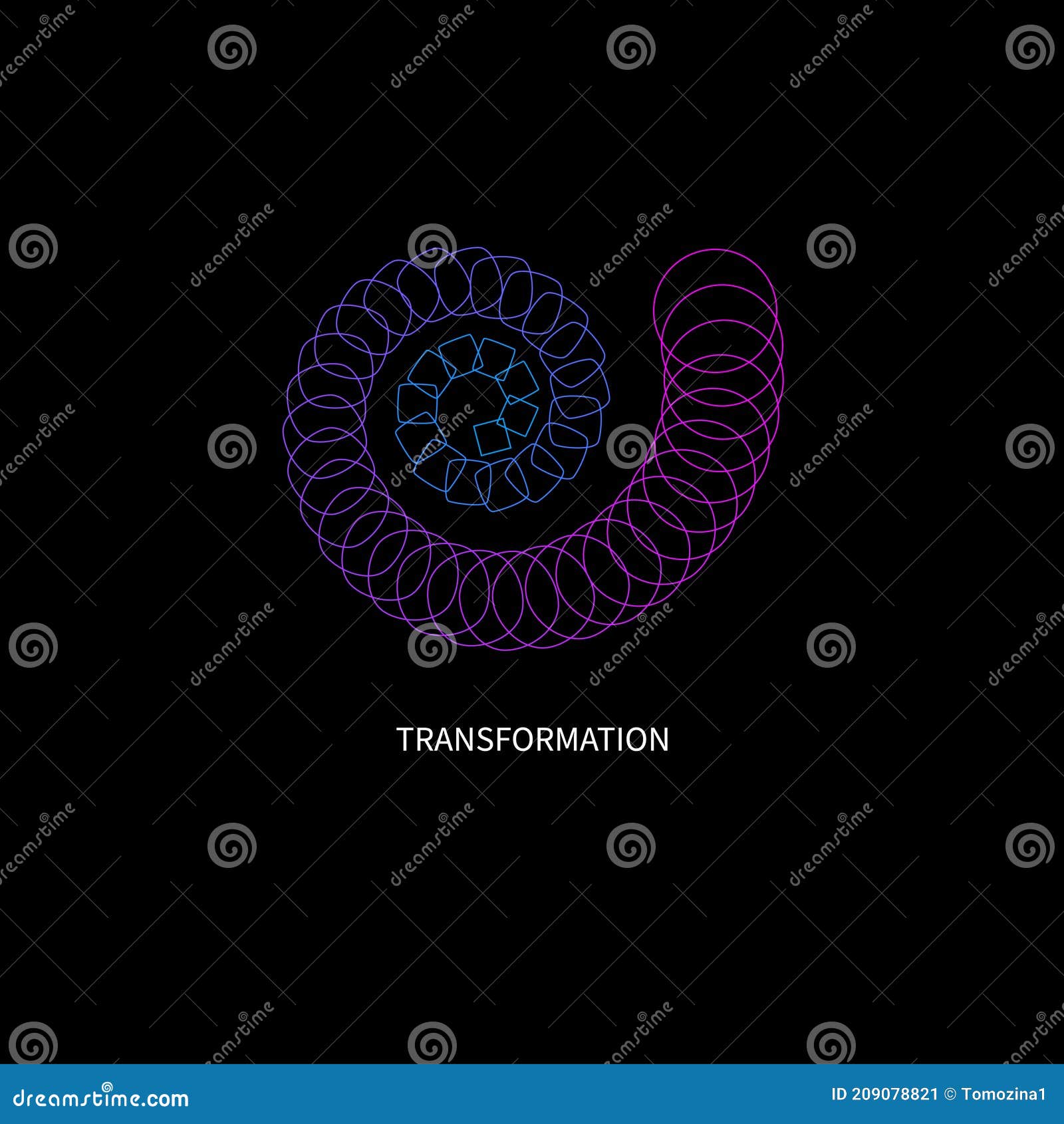 Spiral Transformation, Square Changing into Circle. Evolution, Progress ...