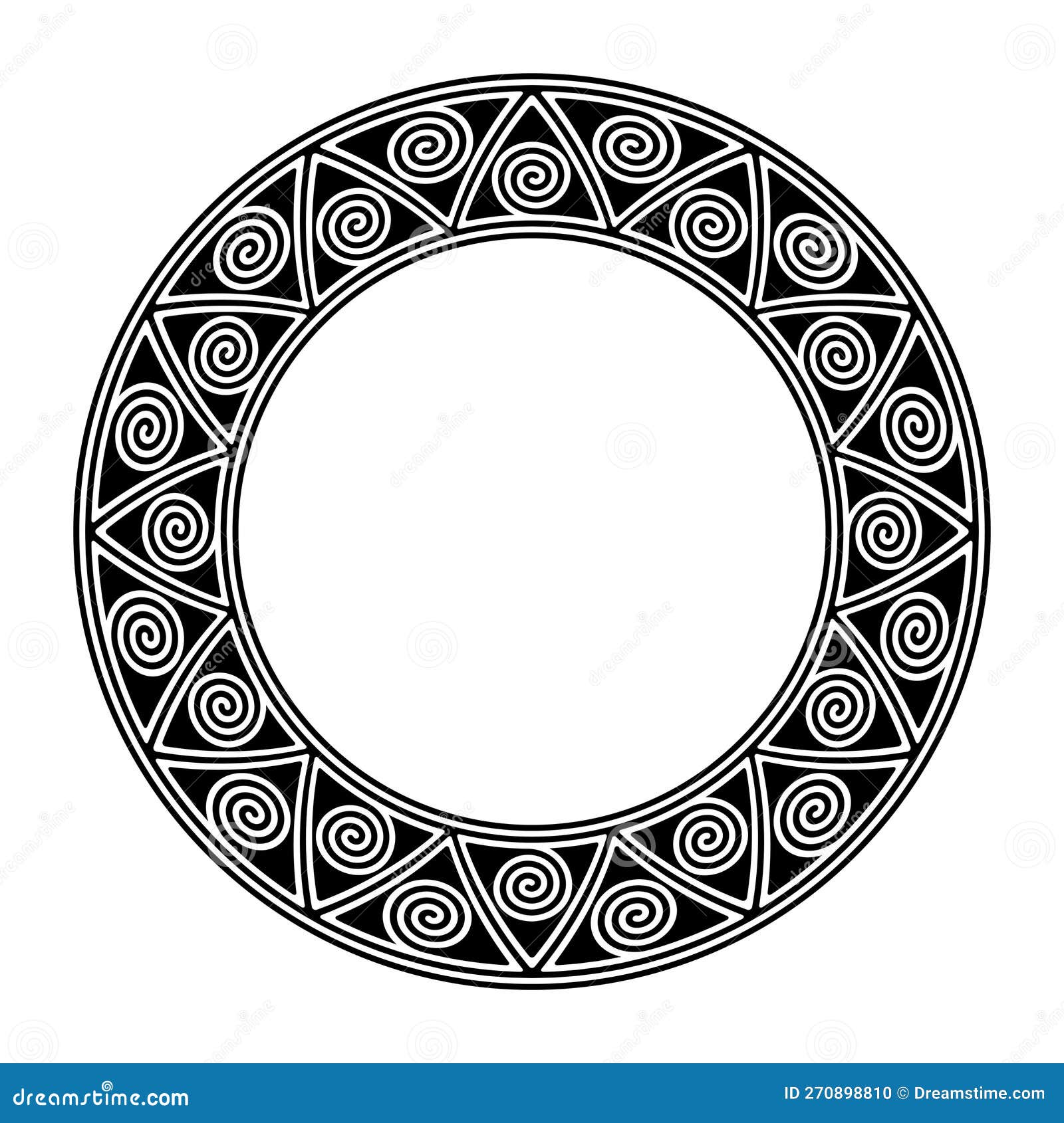 Circle Frame, with a Pattern Made of Spirals in Triangles Stock Vector ...